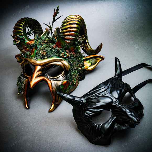 ILOVEMASKS | Accessories | Green Forest Scary Devil Ram Halloween ...